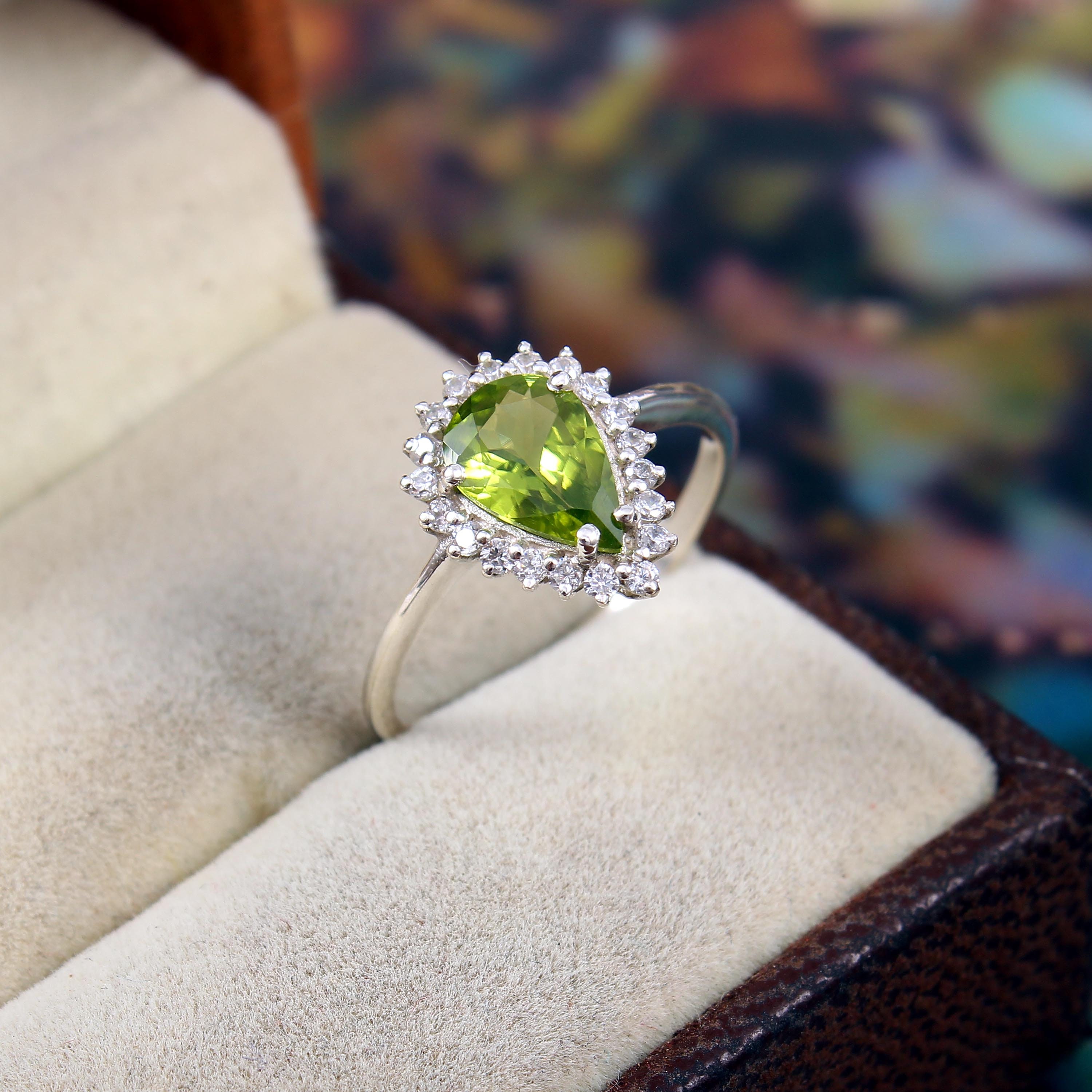 Peridot Ring Beautiful Peridot Zircon Ring Promise Ring | Etsy