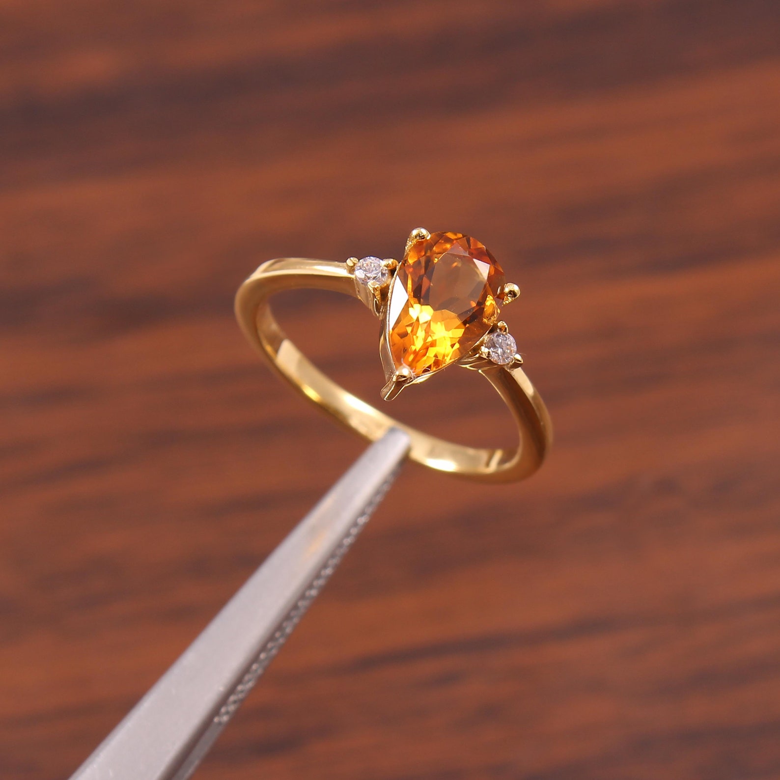 Citrine Ring Natural Citrine Ring Pear Cut Citrine Ring | Etsy