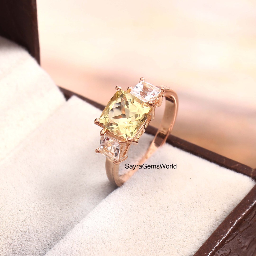 Heliodor Ring , Golden Beryl Ring , Halo Ring, Heliodor Designer Ring ...