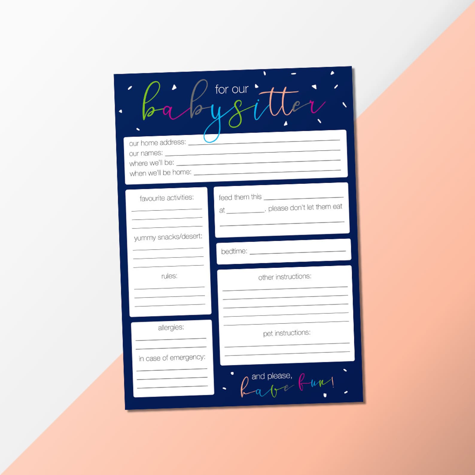 Complete Digital Set, Grounded Chart, Weekly Schedule, Babysitter Notes ...