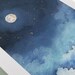 Dreamy Moon in Indigo, Full Moon Art, 4x6 Print, Original Watercolor ...