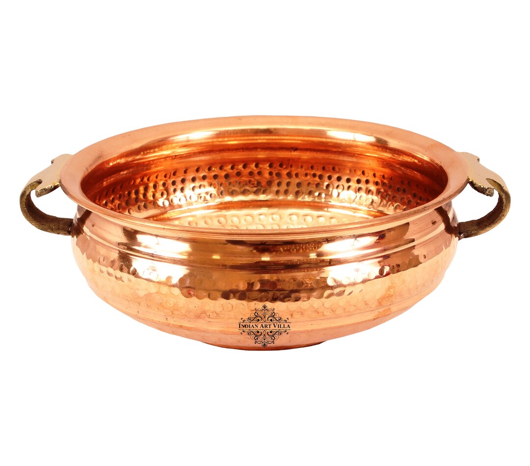Indian Art Villa Pure Copper Hammered Design Urli/decorative Bowl ...