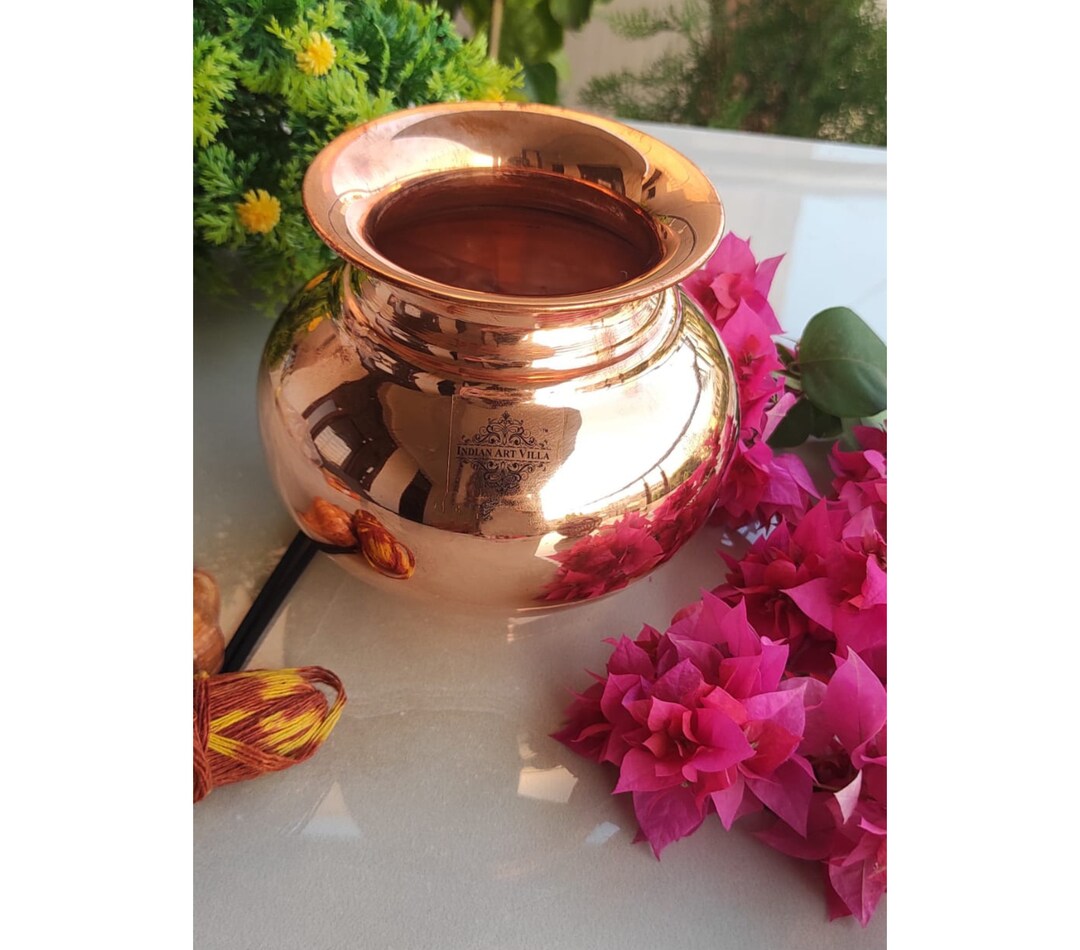 Indian Art Villa Copper Kalash Lota, Shine Finish, Pujan Purpose ...