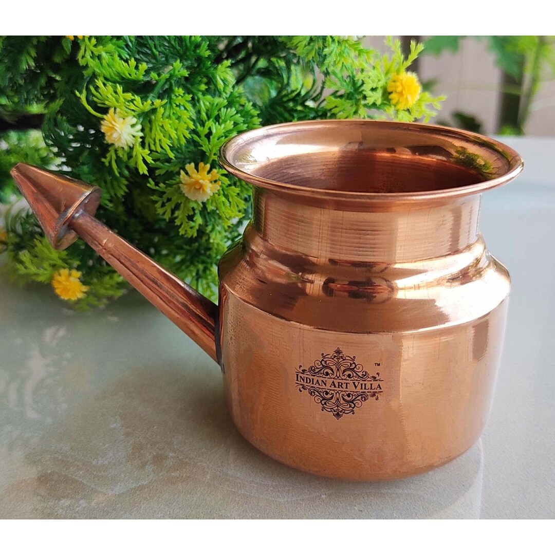 Indian Art Villa Pure Copper Neti Pot, Spiritual Items, With Multiple ...