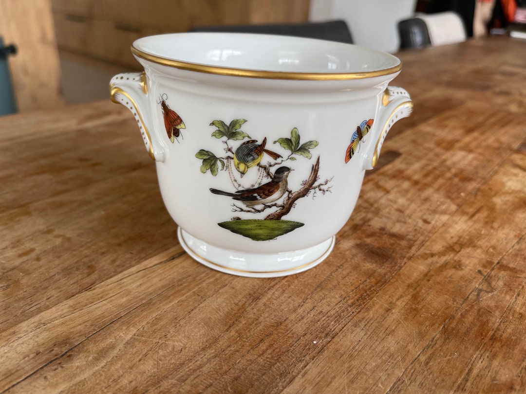 A Herend Rothschild Small Cachepot/flower Pot-small Planter Pot ...