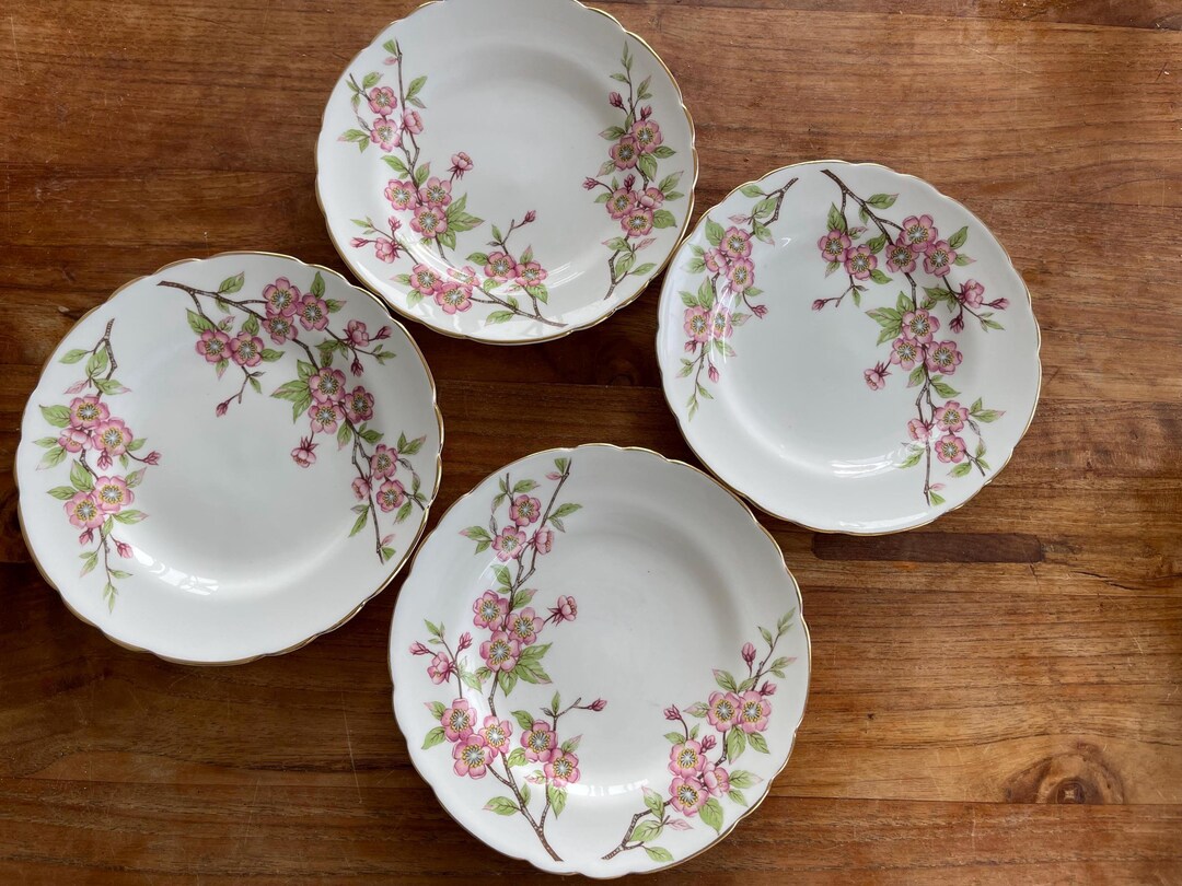 Set of 4 Beautiful Tuscan Bone China "springtime" Pie Plate-side Plate ...