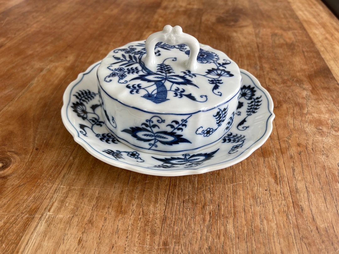A Gorgeous Blue Danube Japan- Blue Onion Large Butter Dish-round ...