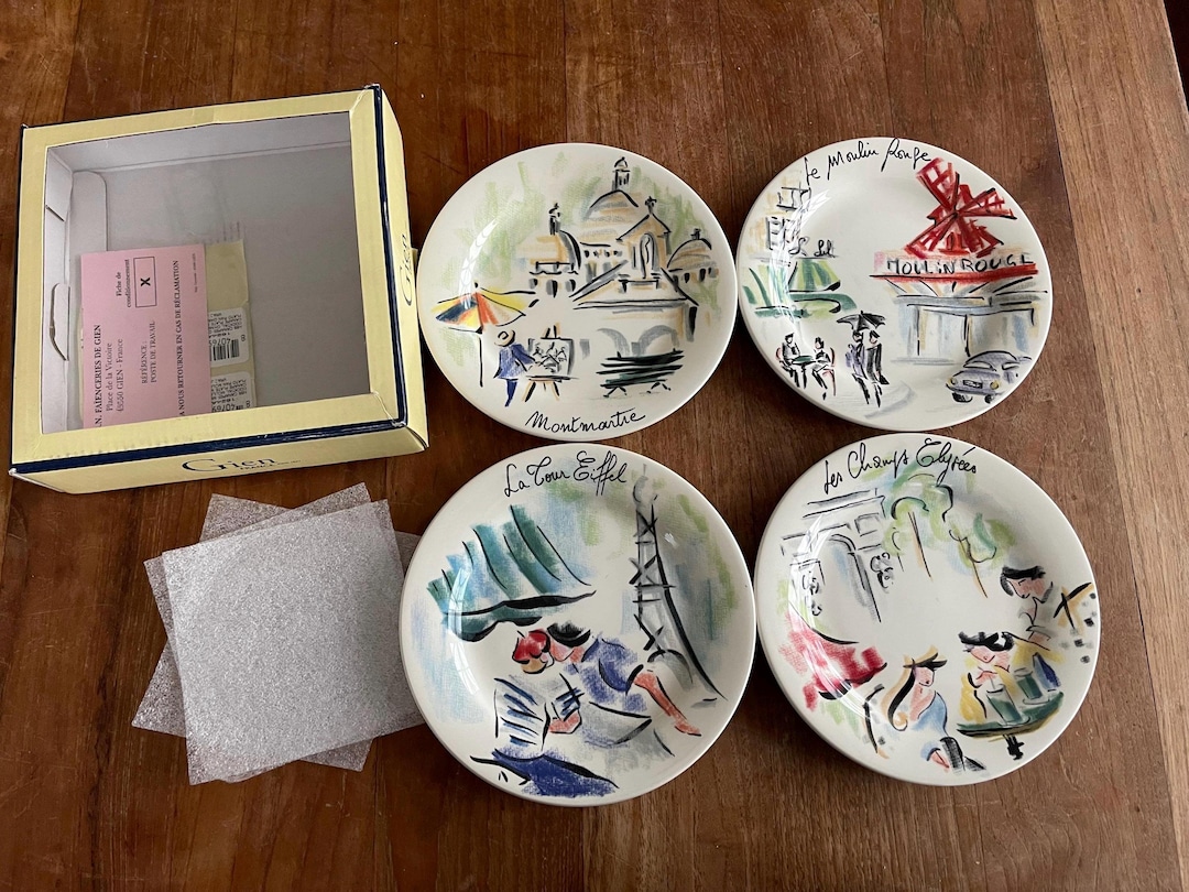 Set of 4 Gorgeous Gien France-joli Paris/monumente Joli Pastry Plate ...