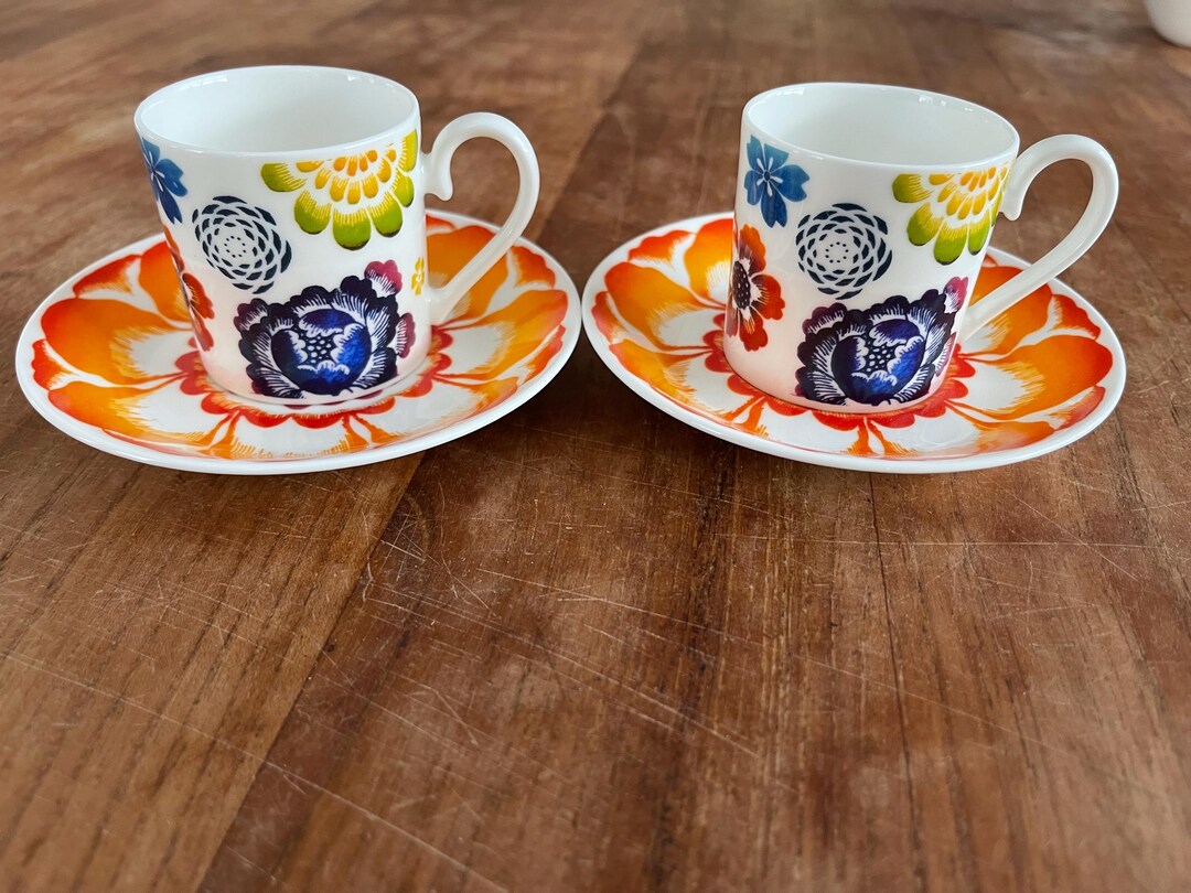 Set of 2 Gorgeous Villeroy &boch-anmut Bloom Espresso Cup/mocca Cup ...