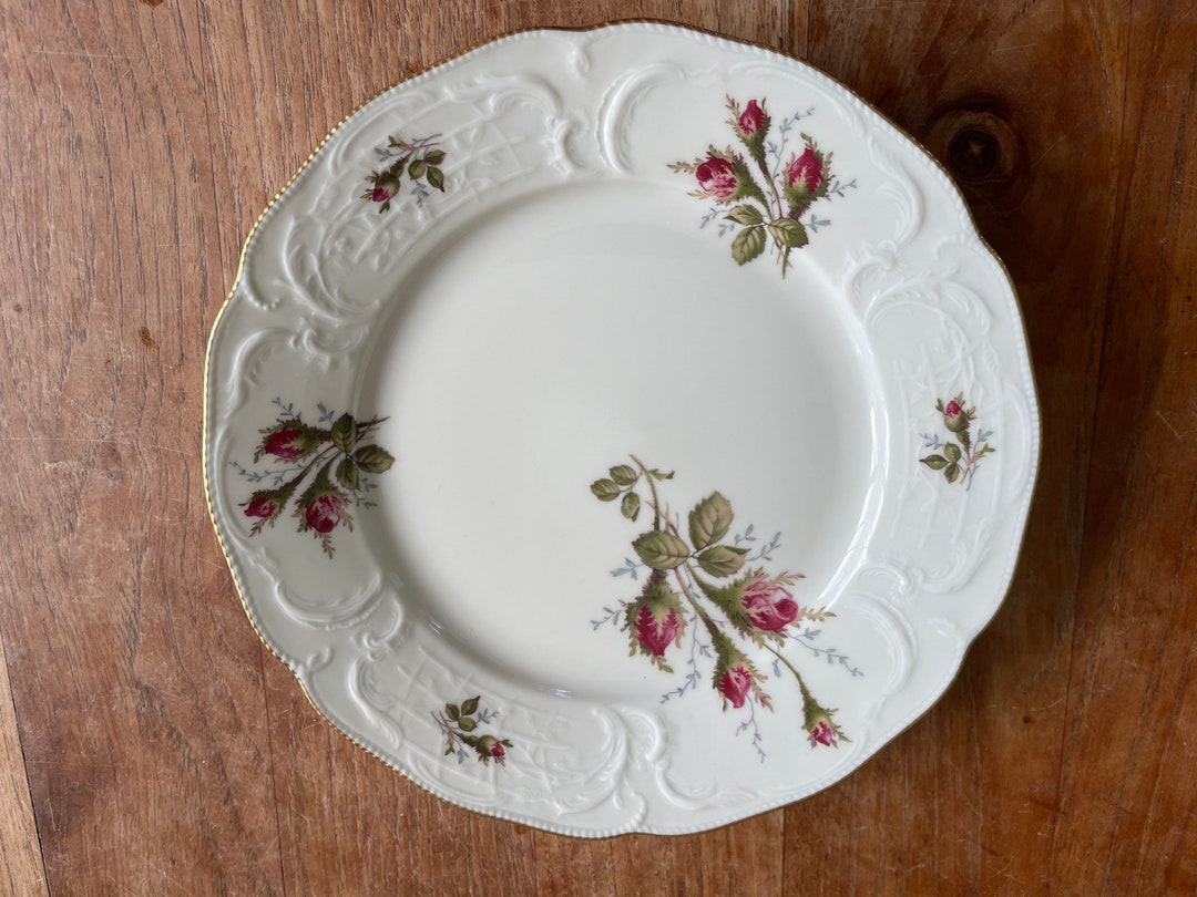 A Rosenthal Sanssouci Classic Rose Ivory Moss Rose Dinner Plate-dinner ...