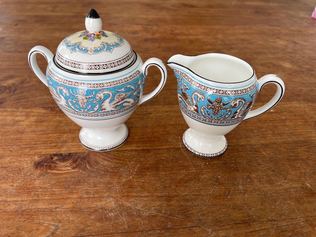 Gorgeous Wedgwood Florentine Turquoise-bone China-sugar Bowl and Milk ...