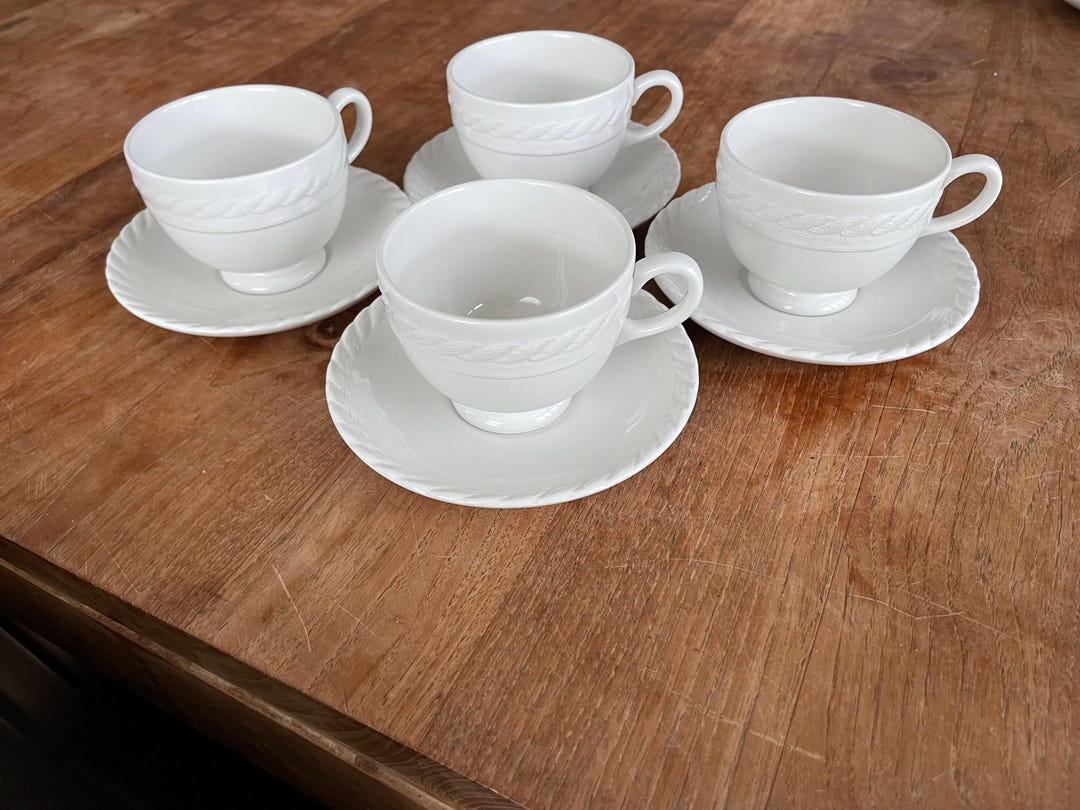 Set of 4 Gorgeous Wedgwood Ralph Lauren Clearwater Teacup/coffeecup ...