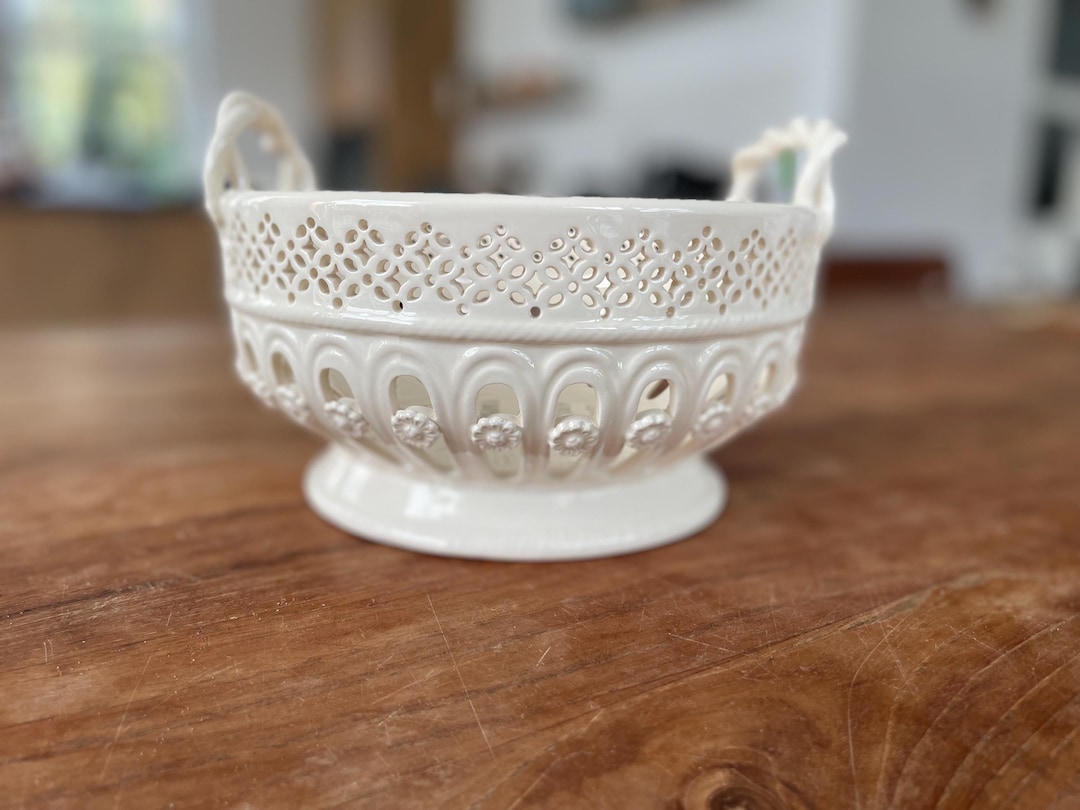 A Gorgeous Vintage Royal Creamware Masterpieces- Handled Footed Serving ...