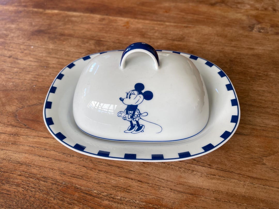 A Gorgeous Vintage Mickey Mouse Porcelain Butter Dish-covered Butter ...