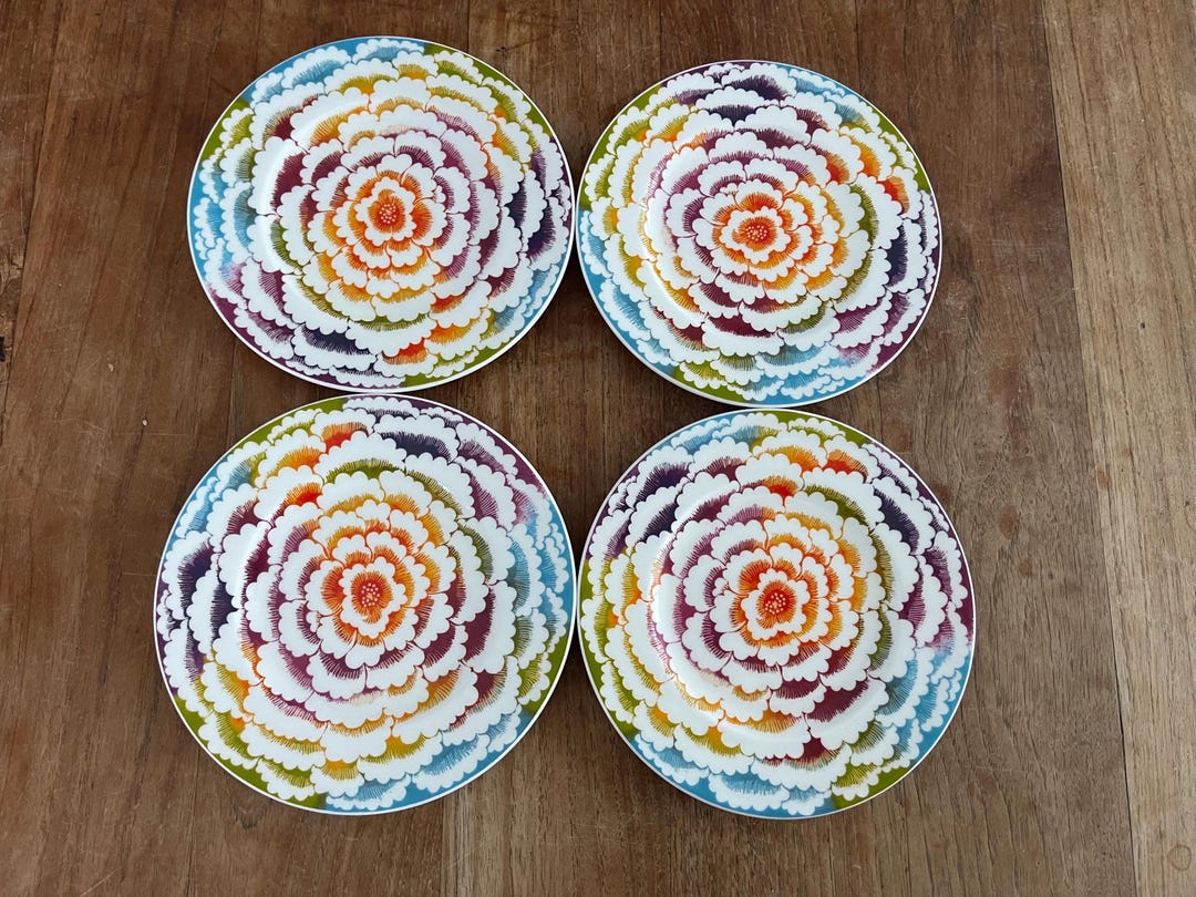 Set of 4 Gorgeous Villeroy & Boch-anmut Bloom Pastry Plate-small Bread ...