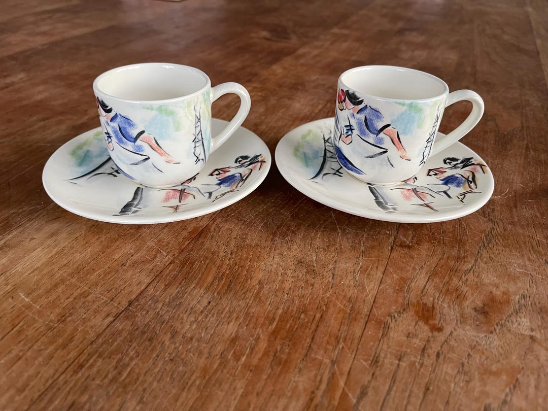 Set of 2 Gorgeous Gien France-joli Paris Espresso Cup/mocca Cup With ...