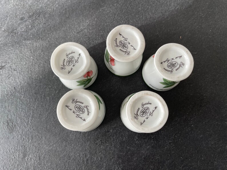 Set of 5 Vintage Apilco France- Elysian Gardens Egg Cup-egg Cup-egg ...