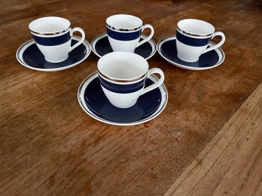 Set of 4 Gorgeous Villeroy & Boch Anmut My Color Ocean Blue Espresso ...
