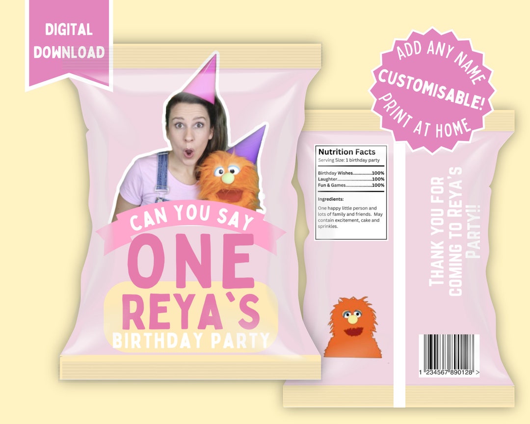 Personalised Ms Rachel Pink Crisp Bag Template Digital Download Chip ...
