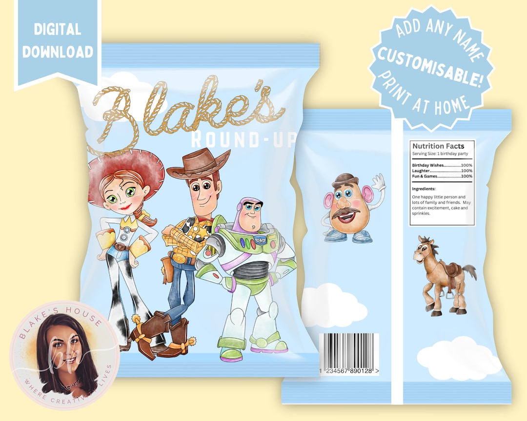 Personalised Toy Story Woody's Roundup Crisp Bag Template Digital ...