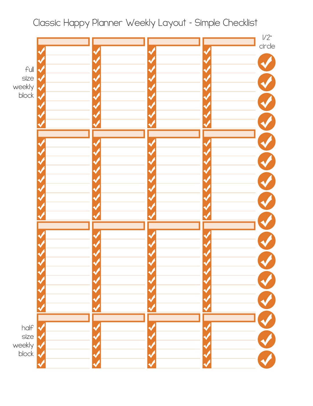 Simple Checklist for Happy Planner Classic Weekly Layout Printable - Etsy