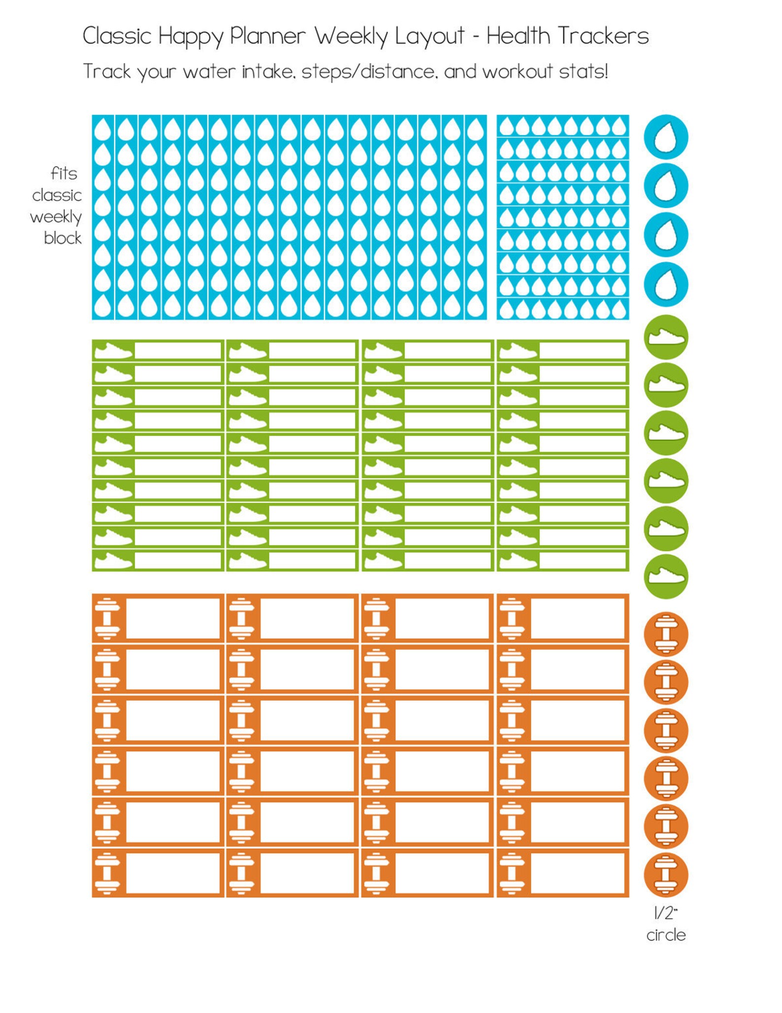 Health Trackers for Happy Planner Classic Weekly Layout - Printable - Etsy