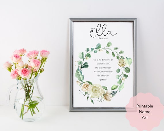 Ella Name Art Ella Name Meaning Art Ella Nursery Art Ella | Etsy