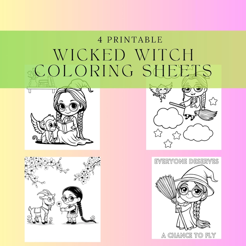 Elphaba Printable Coloring Pages - Etsy
