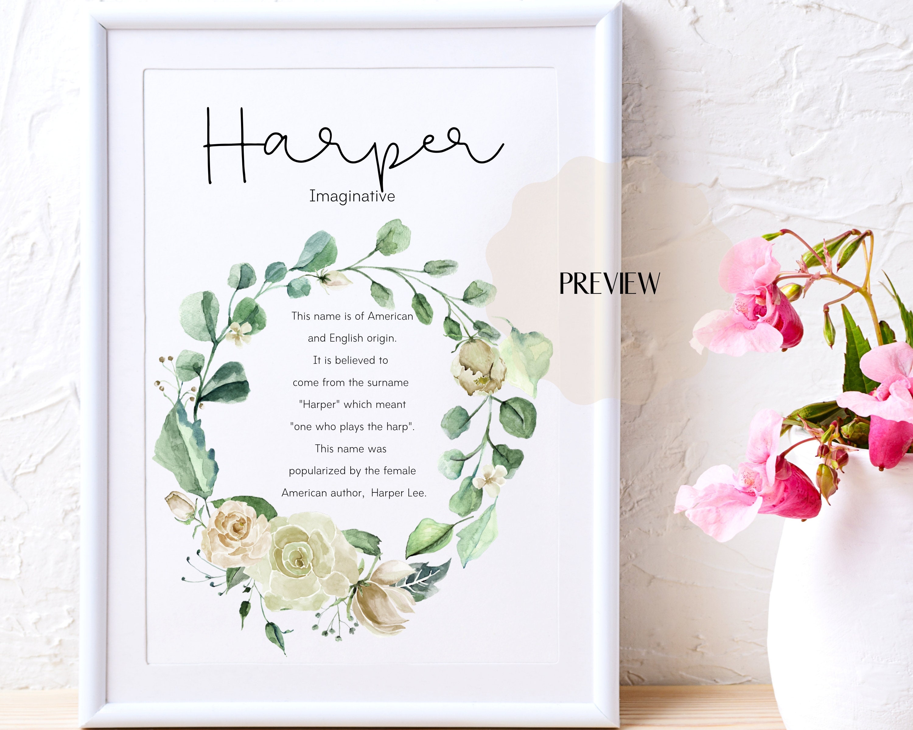 Harper Name Art Harper Name Meaning Art Harper Name Meaning | Etsy