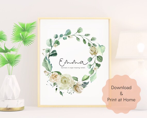 Emma Name Meaning Print Emma Name Art Emma Nursery Print - Etsy