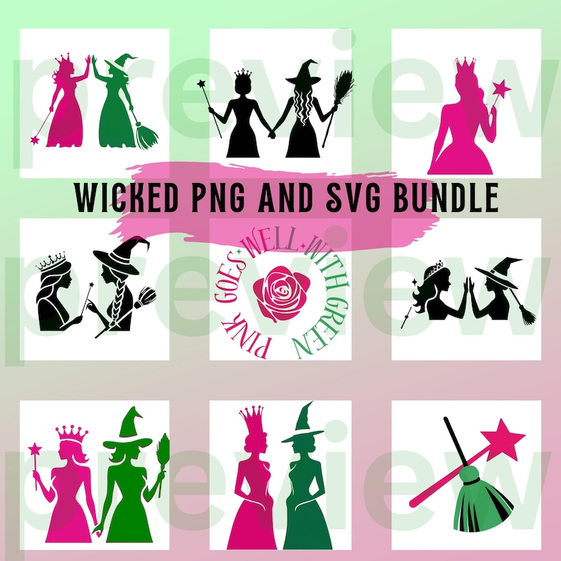 Wicked Elphaba & Glinda .SVG .PNG Bundle (digital Download) - Etsy