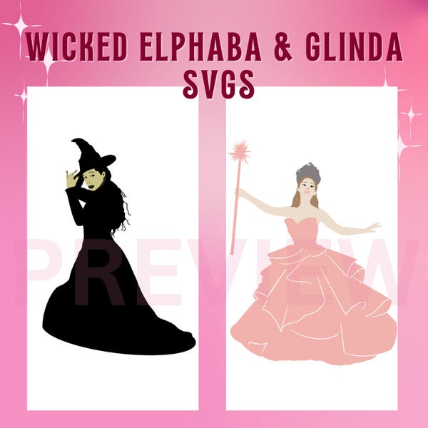 Elphaba Glinda Silhouette Svg - Etsy