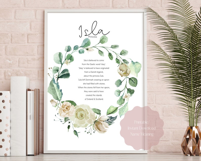 Isla name meaning print Isla name meaning wall art Isla name | Etsy