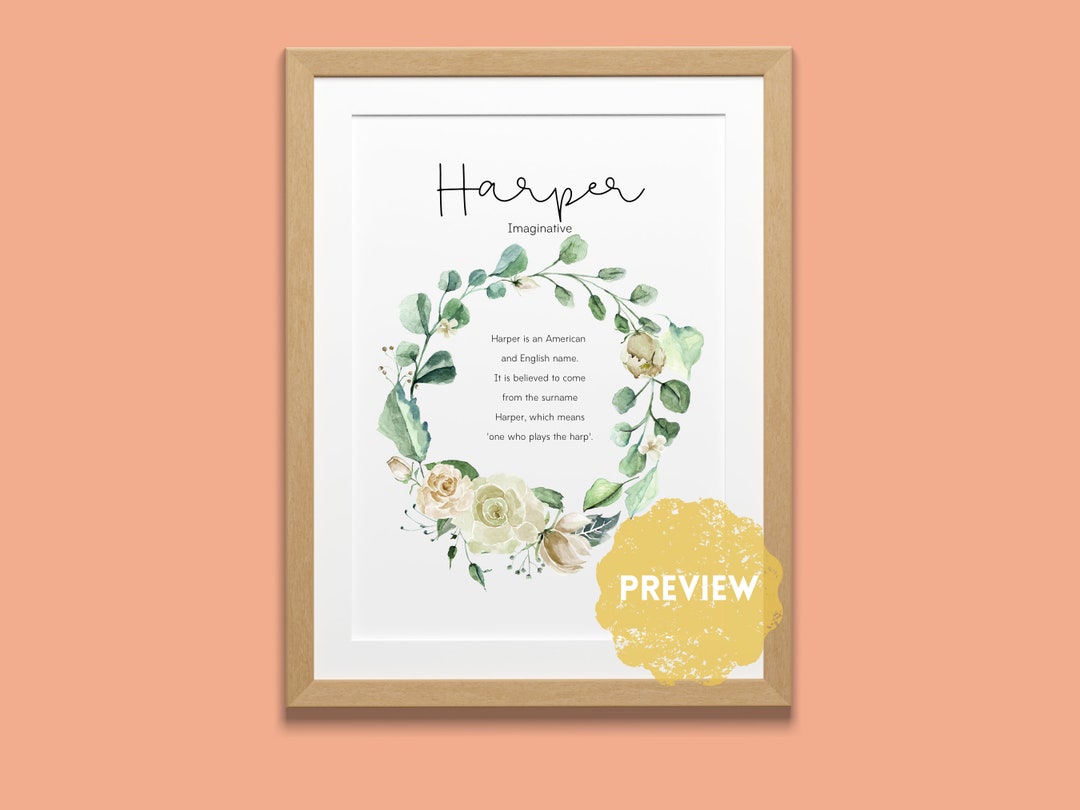 Harper Name Art, Harper Name Meaning Art, Harper Name Meaning Wall ...