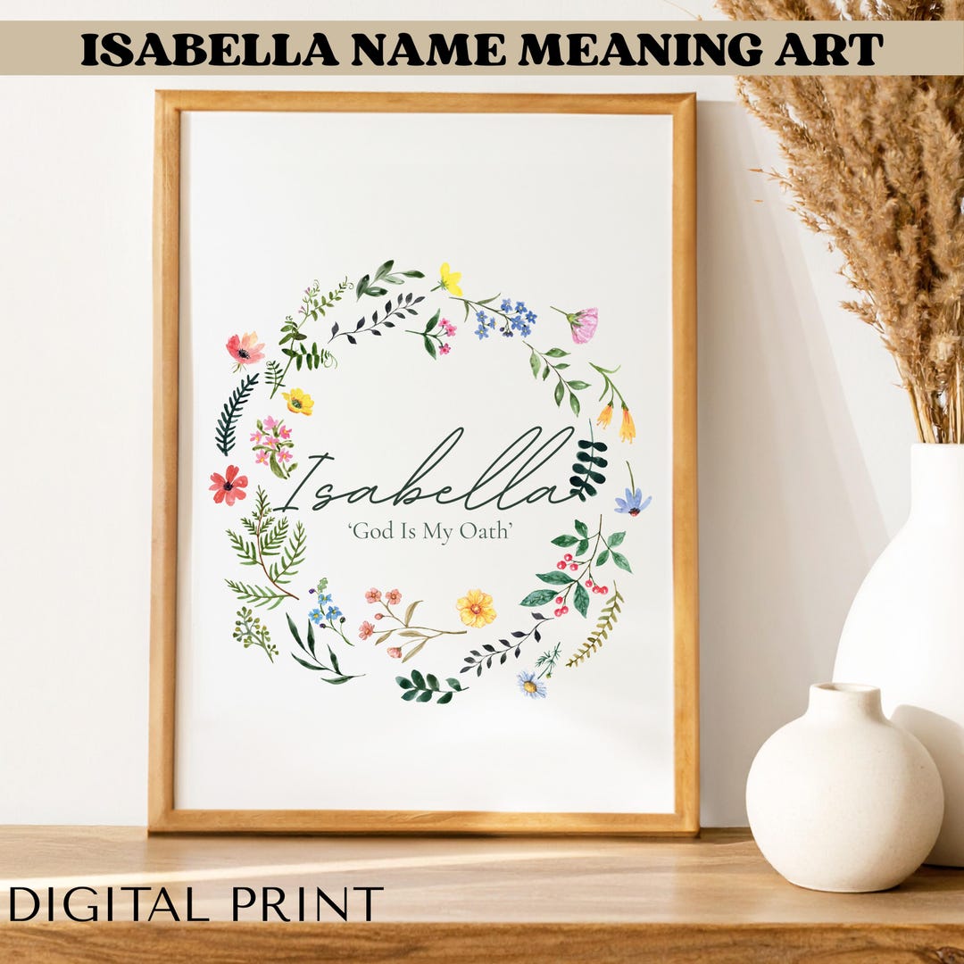 Isabella Name Meaning Art Print | Floral Nursery Decor (8.5x11 PDF) - Etsy