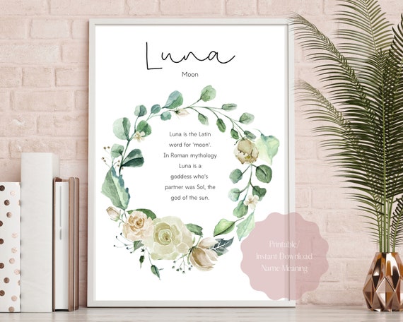 Luna Name Meaning Print Luna Name Meaning Wall Art Luna Name - Etsy UK