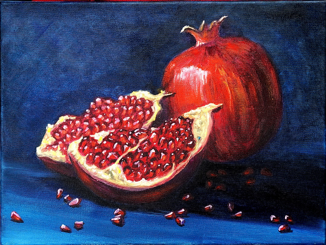 Pomegranate Painting Original Art Oil Painting Canvas Artwork 12 by 16 ...