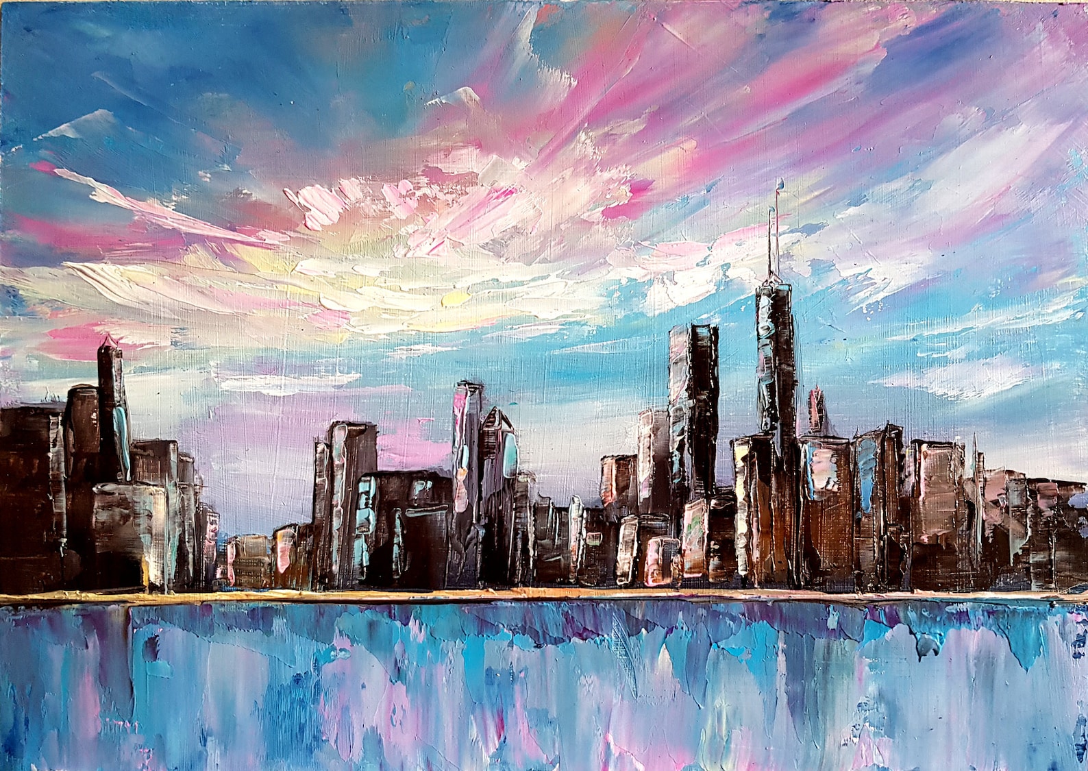 New York City Painting Cityscape Art Original Oil Painting by ...
