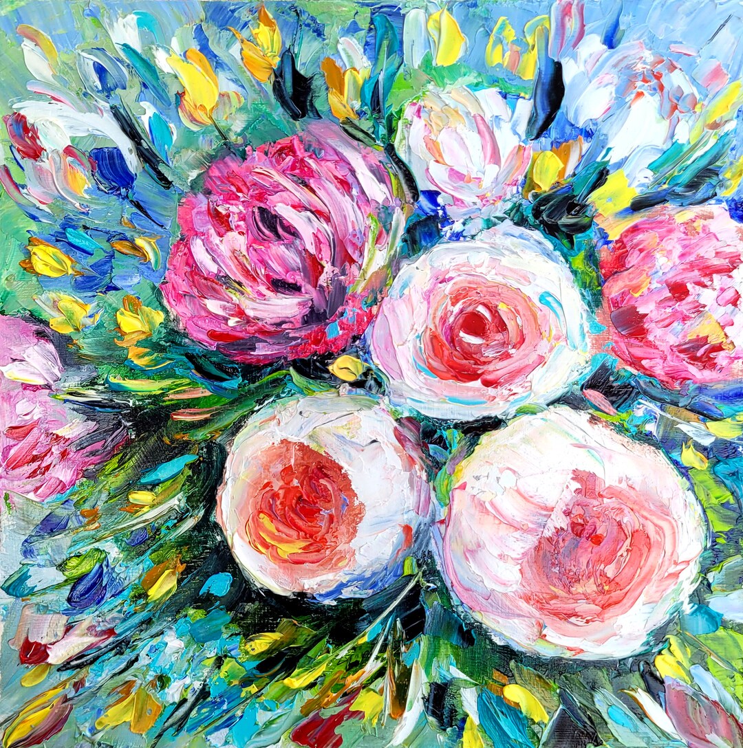 Peony Painting Original Art Peony Artwork Flowers Art Peony Wall Art ...