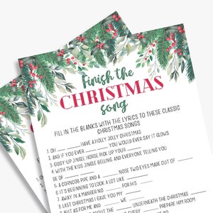 Christmas Song Lyrics Game, Finish the Christmas Song, Holiday Party ...