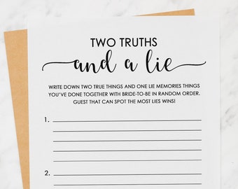 Two Truths and a Lie Game Printable Floral Two Truths One Lie - Etsy