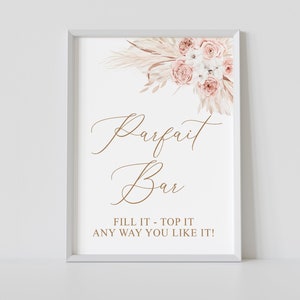 Parfait Bar Sign, Boho Bridal Shower, Printable, Table Sign, Pampas ...