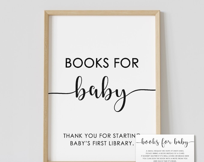 Books for Baby Sign Cards Minimalist Baby Shower Sign - Etsy