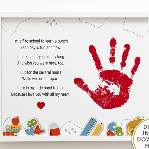 Back to School Poem Handprint Art First Day of School - Etsy