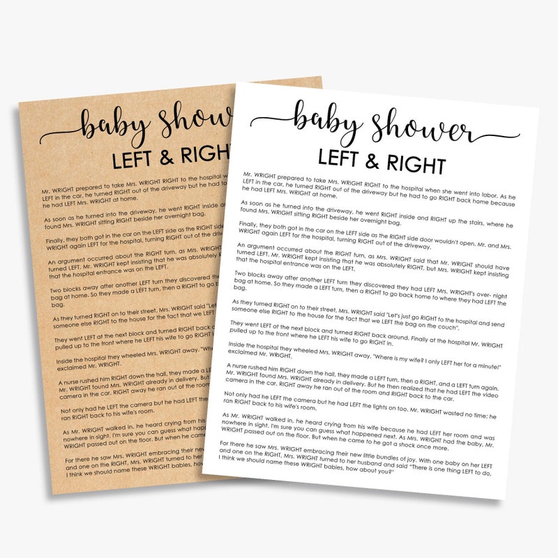 Left Right Baby Shower Game - Etsy