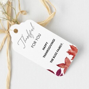 Thanksgiving Thank You Tags, With Fall Leaves, Thankful for You, Favor ...