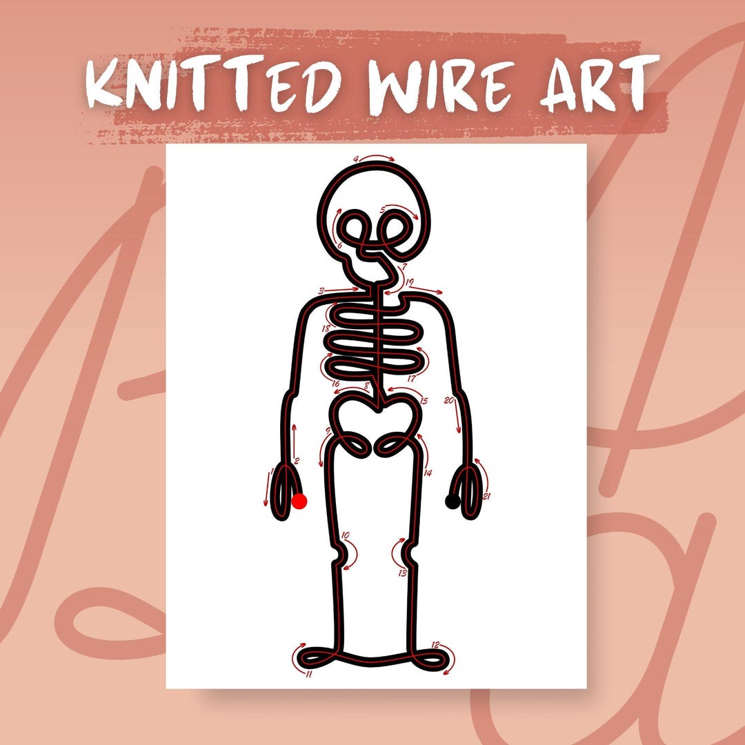 Skeleton Bending Template for Knitted Wire Art, DIY Halloween Tricotin ...