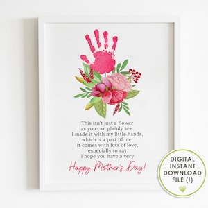 Mothers Day Poem, Flower Bouquet Handprint Art Craft for Mother's Day ...