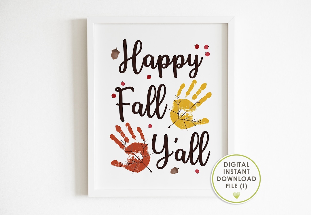 Handprint Art Fall Crafts for Kids Happy Fall Y'all DIY - Etsy