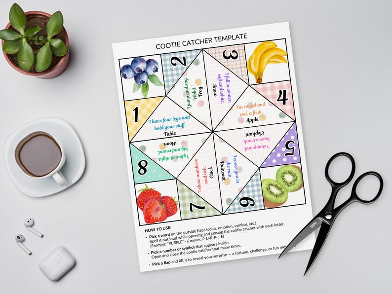 Cootie Catcher Template: Editable Fortune Teller, DIY Paper Craft ...
